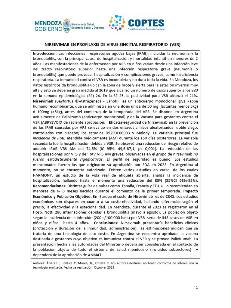 Nirsevimab: Prevención VSR en Infantes | PDF | Especialidades Medicas ...