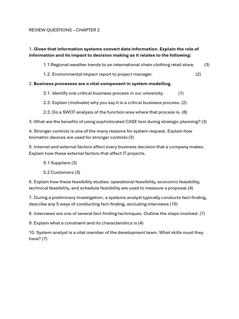 Review Questions Lu2 2025 | PDF