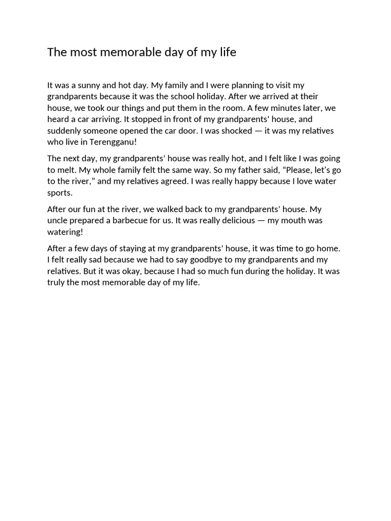 The Most Memorable Day of My Life | PDF