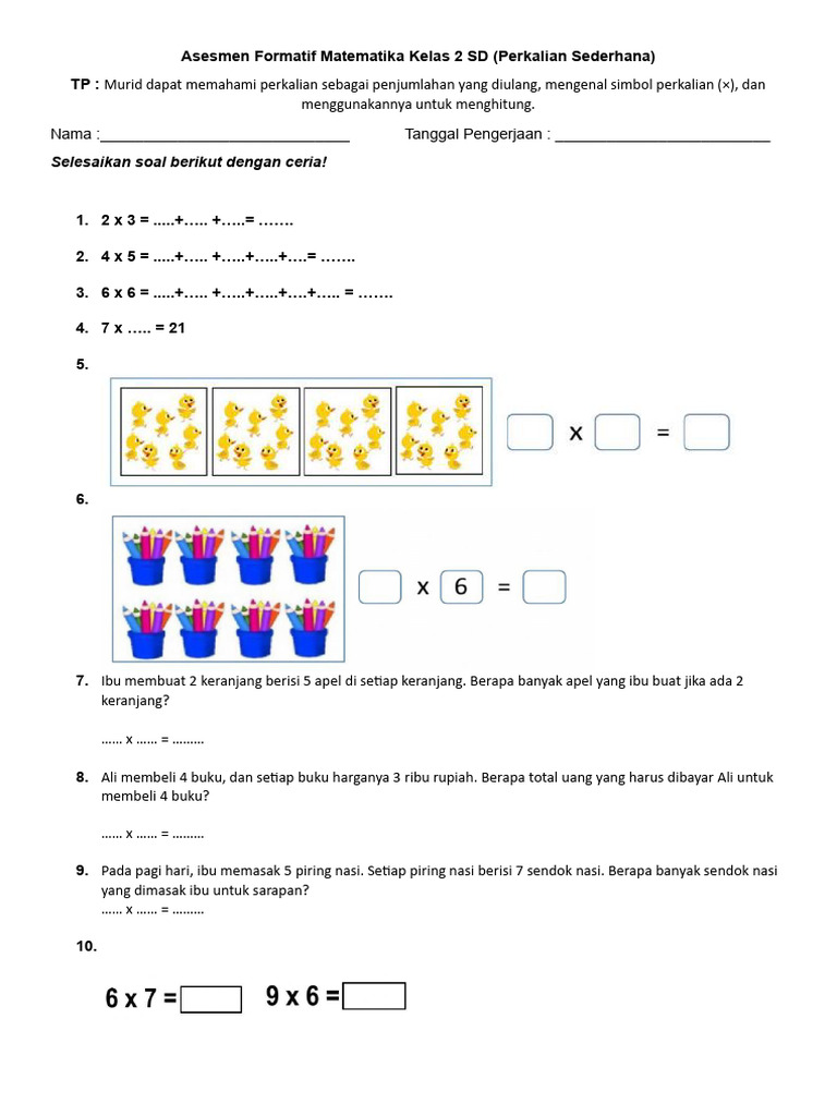 Soal Perkalian Sederhana Kelas 2 SD | PDF