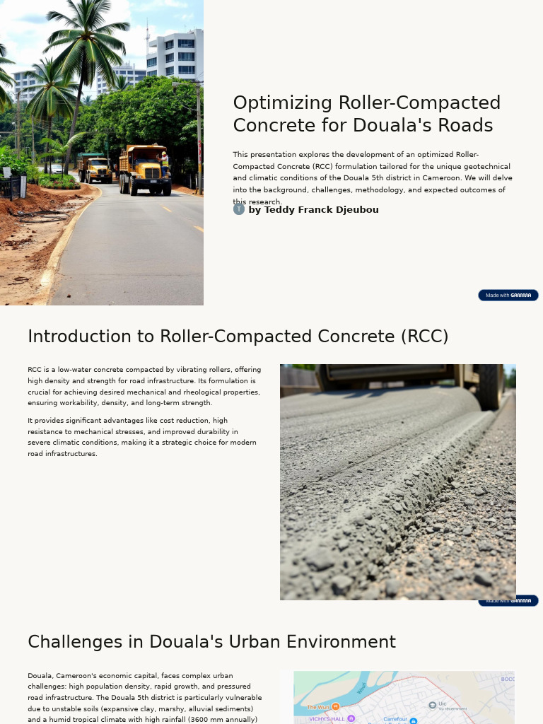 Optimizing Roller Compacted Concrete For Doualas Roads | PDF | Concrete | Road Surface