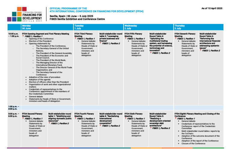 FFD4 Official Programme 30apr2025 | PDF | Global Politics | Economies