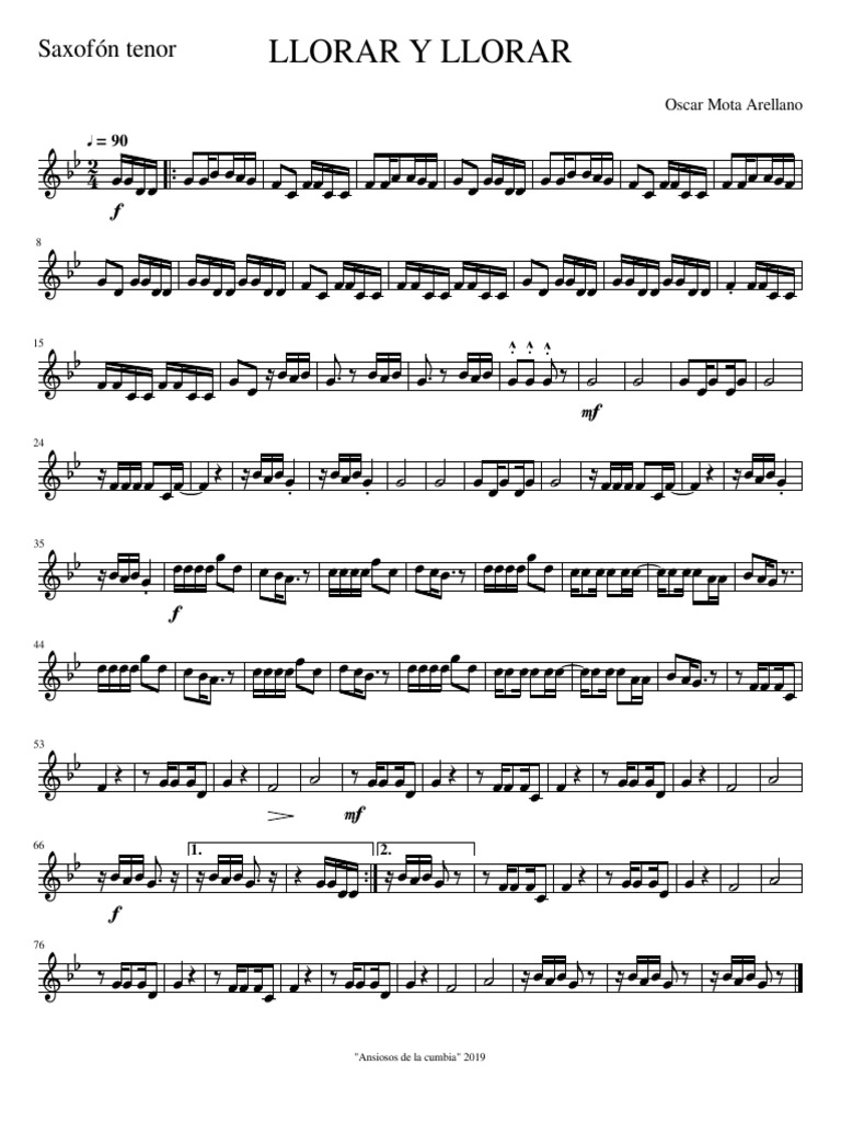 Llorar y Llorar Saxofon Tenor | PDF