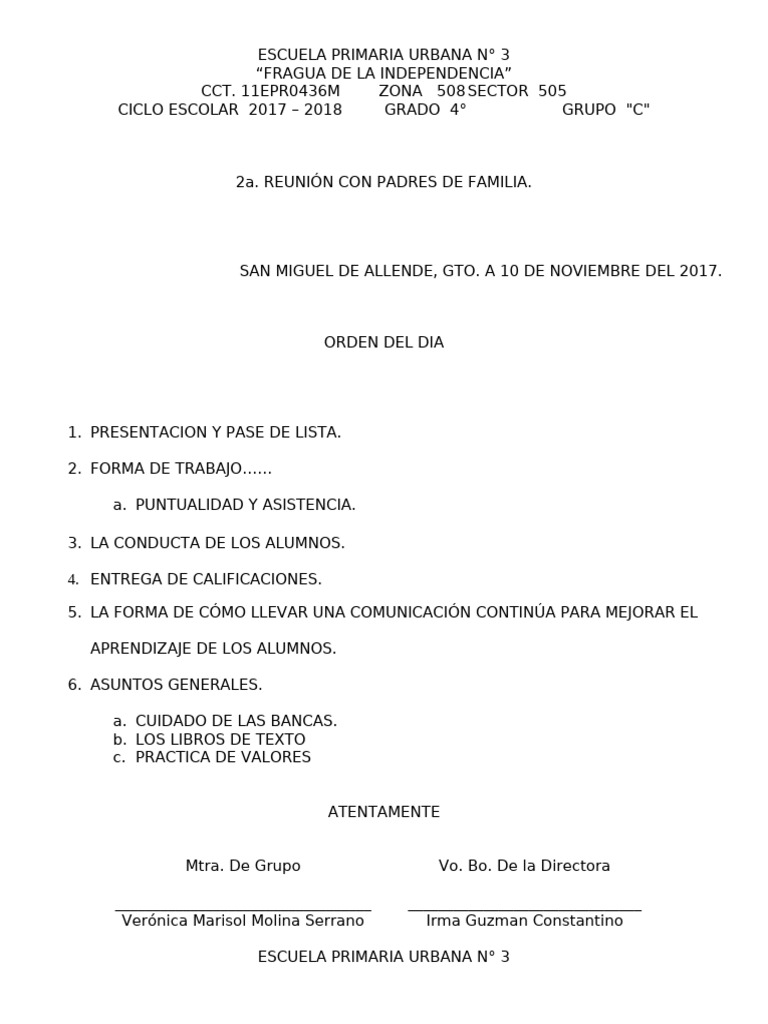 Reunion Con Padres de Familia1 | PDF