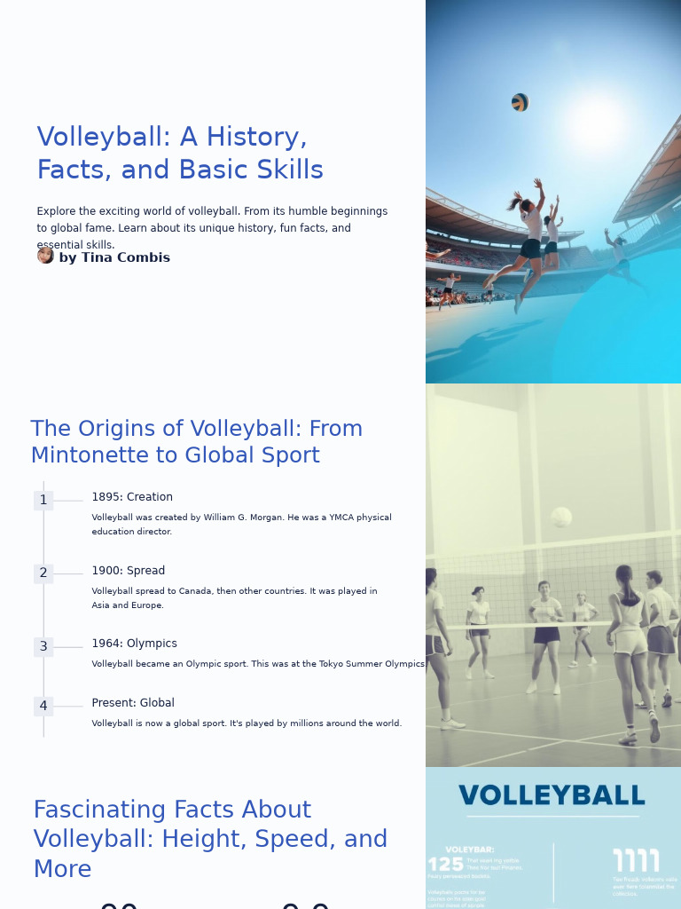 Volleyball A History Facts and Basic Skills | PDF | Volleyball | Athletic Sports