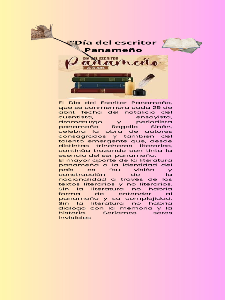"Día Del Escritor Panameño | PDF