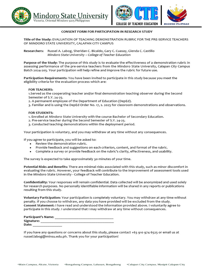 Consent Form and Survey Questionnaire | PDF | Educational Assessment ...