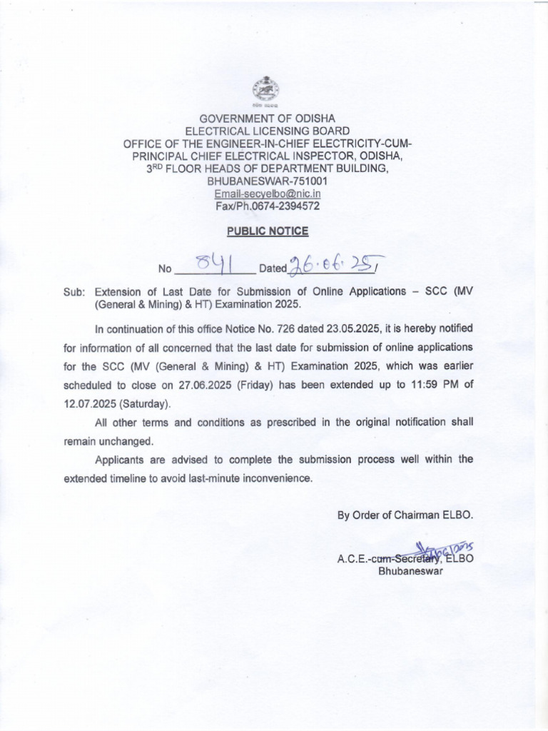 SCC Extension Notice - 26june2025 | PDF