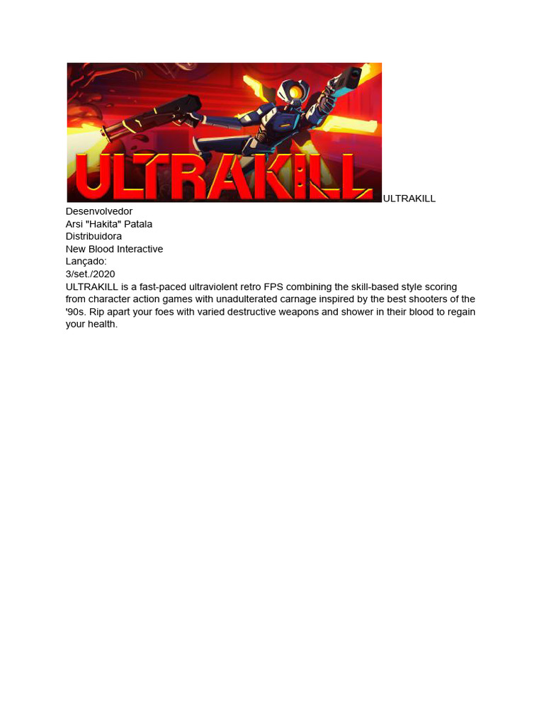 ULTRAKILL: Retro FPS Overview | PDF