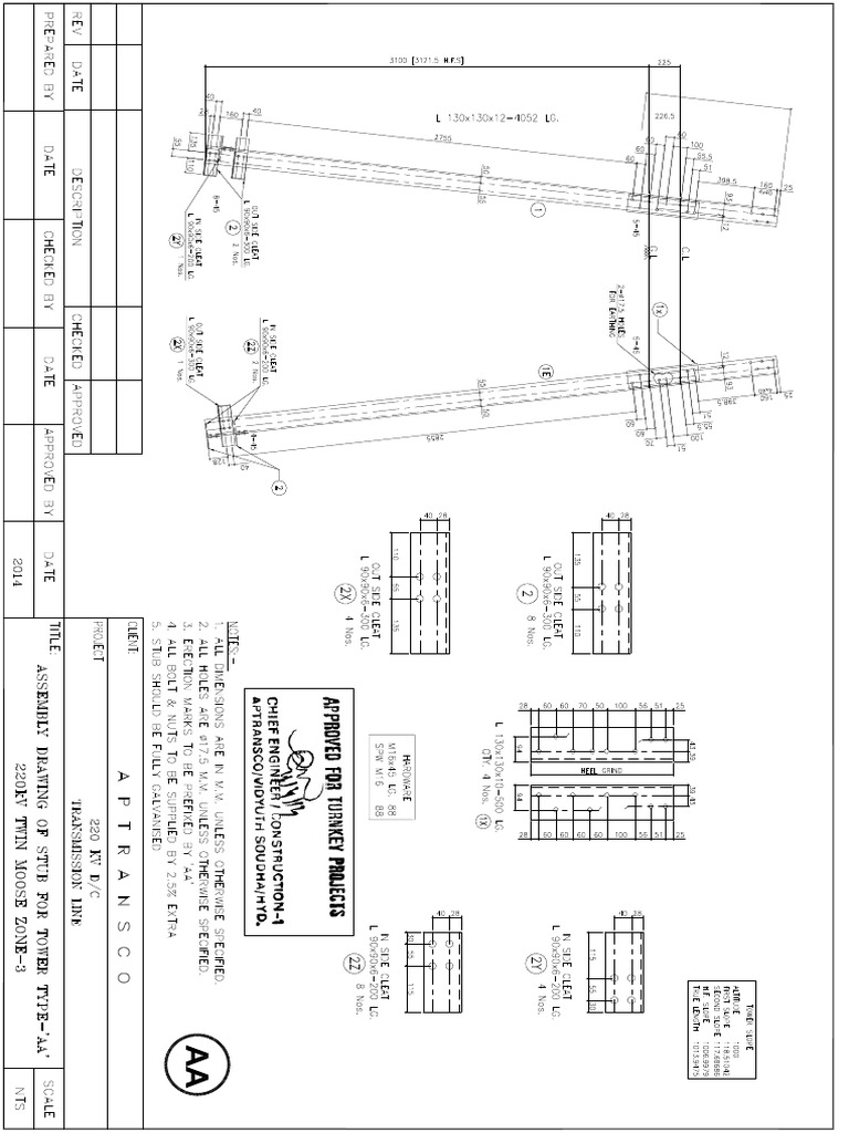 Emc 220 KV Tower Aa Stub DWG | PDF