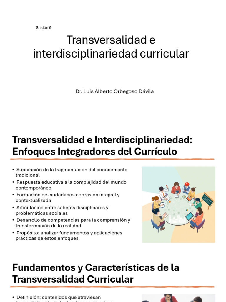 Sesión 9. Transversalidad e Interdisciplinariedad Curricular | PDF | Sevicio de aprendizaje ...