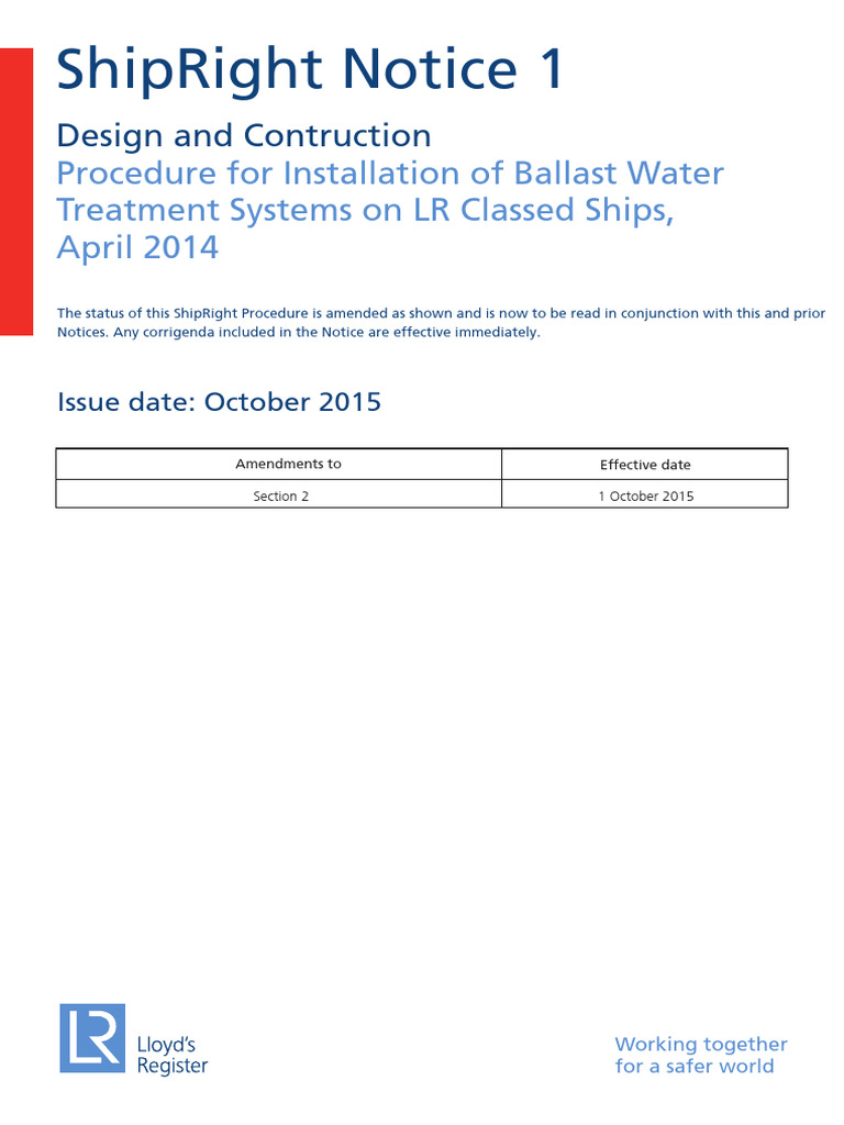 ShipRight Procedure Installation of Ballast Water Treatment Systems On LR Classed Ships April ...