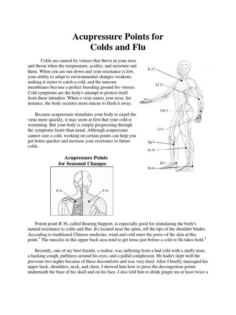Acupressure for Coughs and Colds | PDF | Common Cold | Human Nose