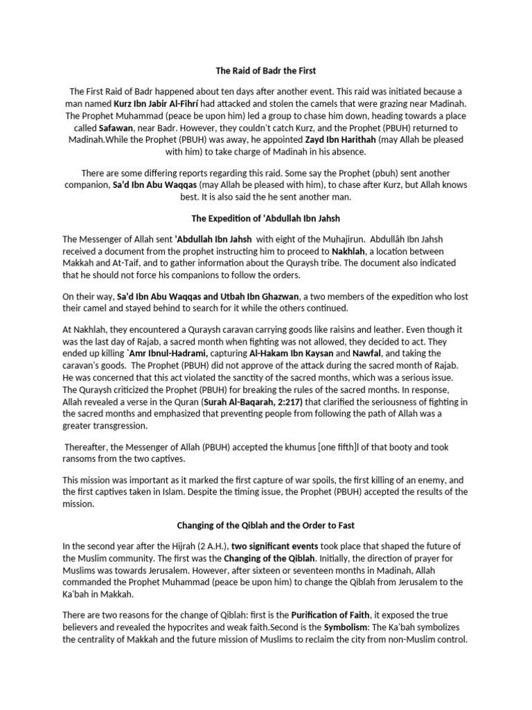 History and Life of The Prophet Muhammad (1st Report) Handout | PDF ...