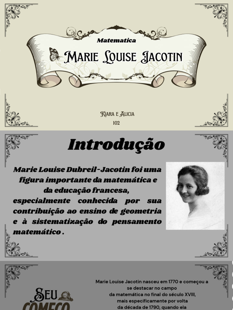 Marie Louise Jacotin: Pioneira da Matemática | PDF | Matemática | Science