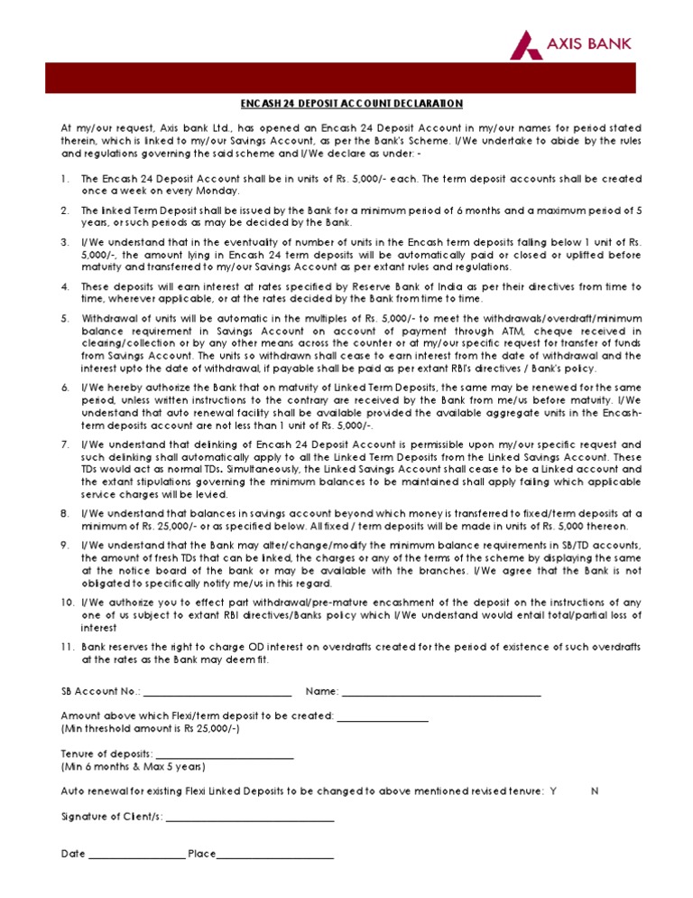 Encash 24 Form | Download Free PDF | Savings Account | Overdraft