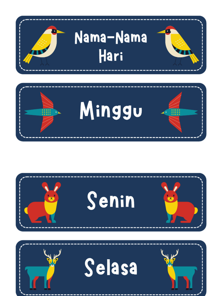 Nama Hari Kartu Pengingat Biru Gaya Ilustratif - 20250706 - 032223 ...