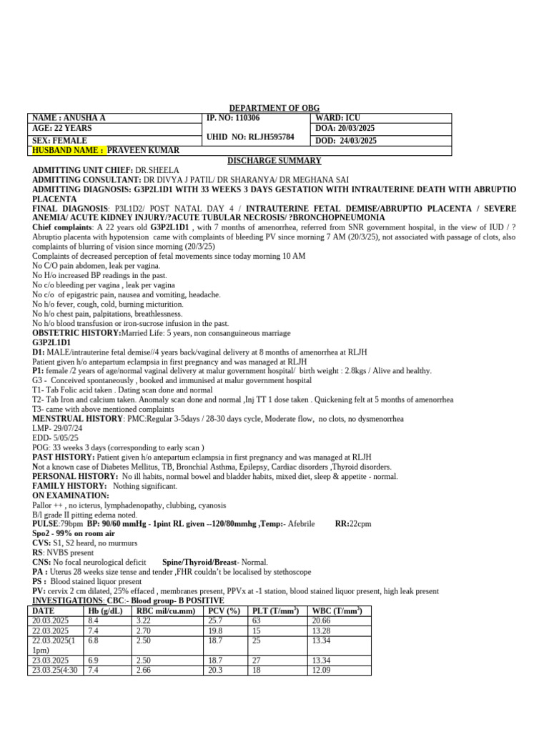 ANUSHA ICU Final Summary | PDF | Nephrology | Medical Specialties