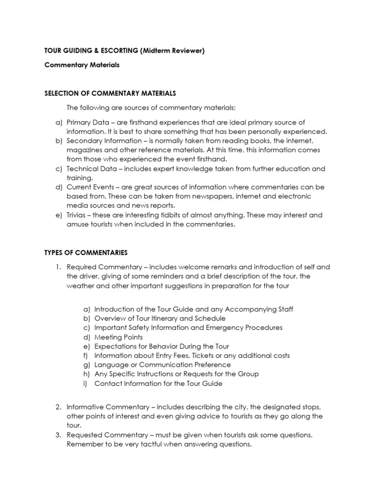 Types of Commentary in Tour Guiding | PDF | Communication | Body Language