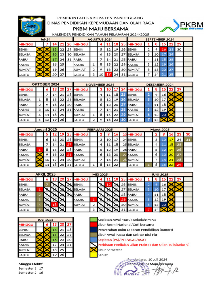 Kalender Pendidikan PKBM Maju Bersama | PDF