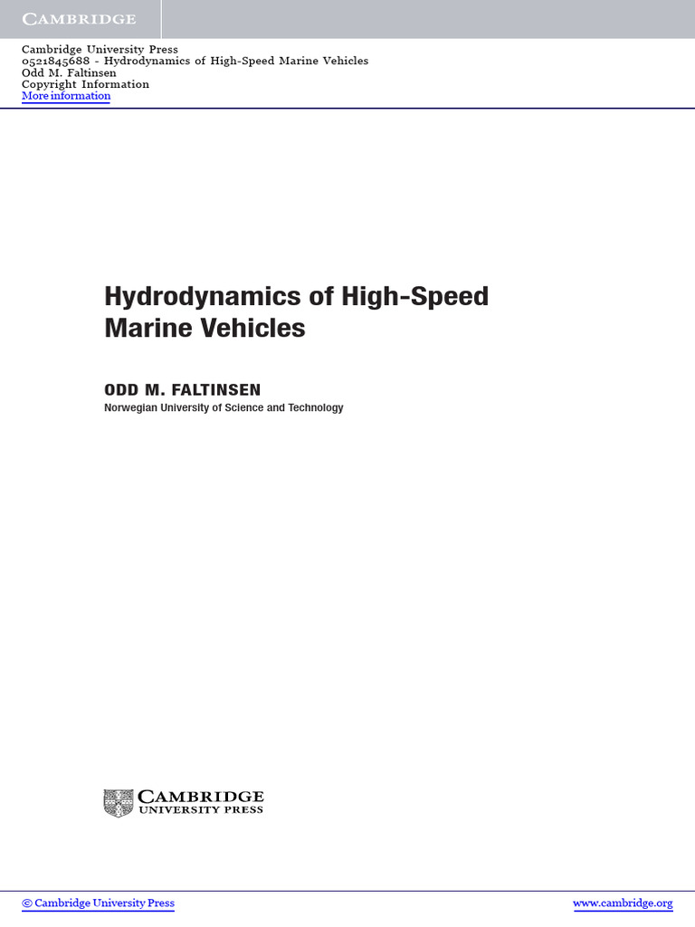 High-Speed Marine Vehicle Hydrodynamics | PDF