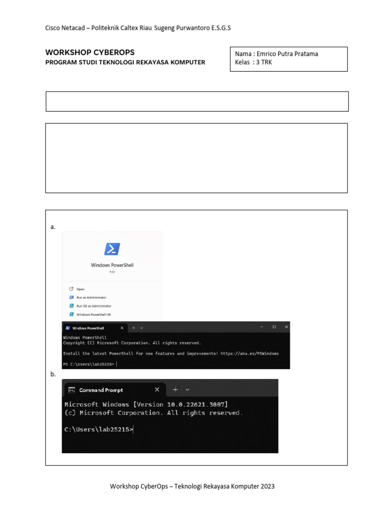 Lab 3.2 - Using Windows PowerShell - Emrico Putra Pratama 3 TRK | PDF