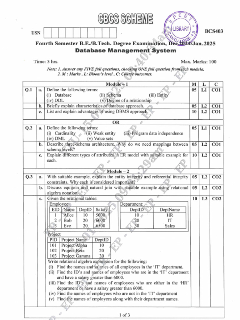 BCS403 Jan 2025 | PDF