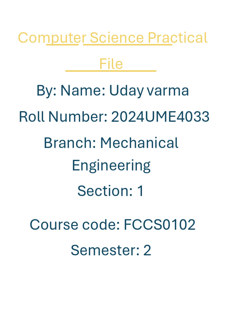 Uday Varma, 4033., CP PDF | PDF | Python (Programming Language) | Computer Program