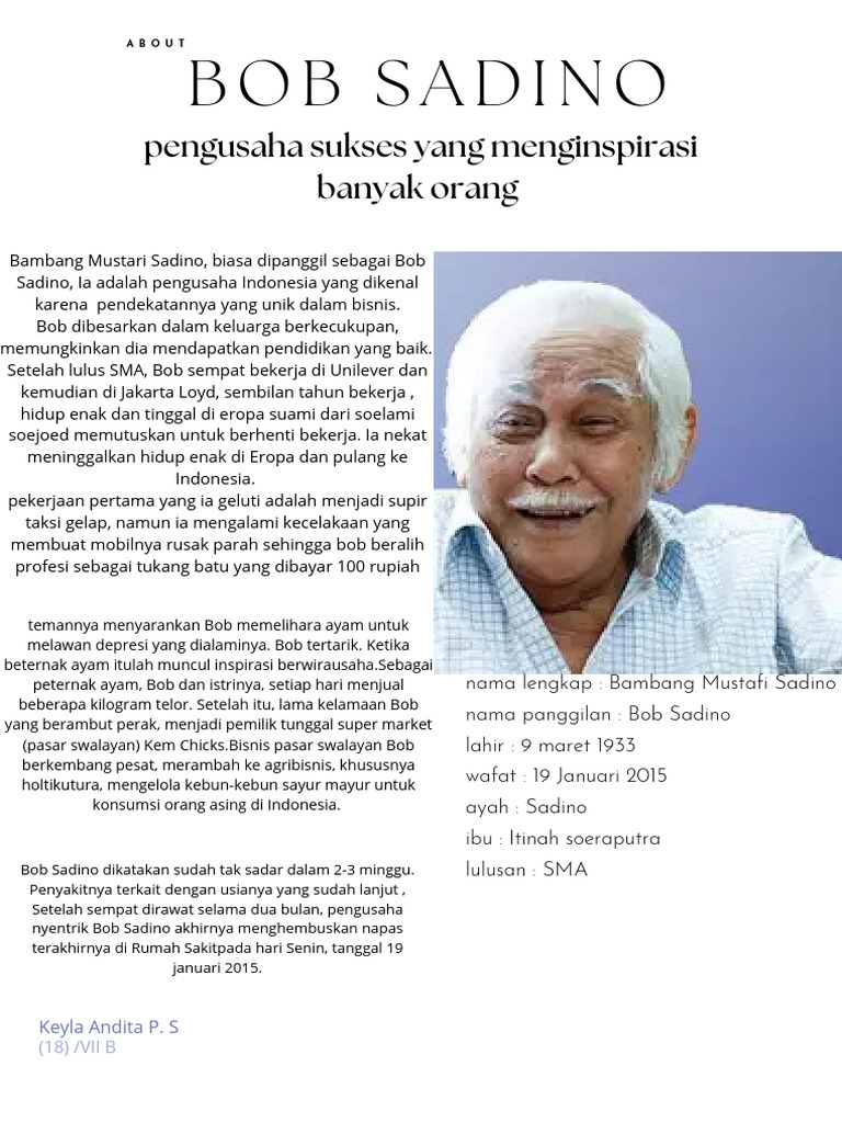 Biografi Bob Sadino (Keyla Andita Putri S18) - 20250306 - 134356 - 0000 | PDF