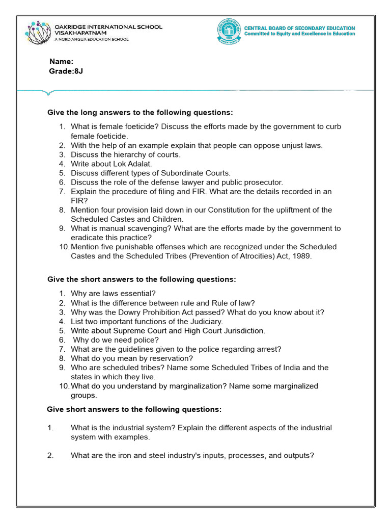 Grade 8 Cbse Sa 1 Revision Worksheet | PDF | Agriculture | Soil