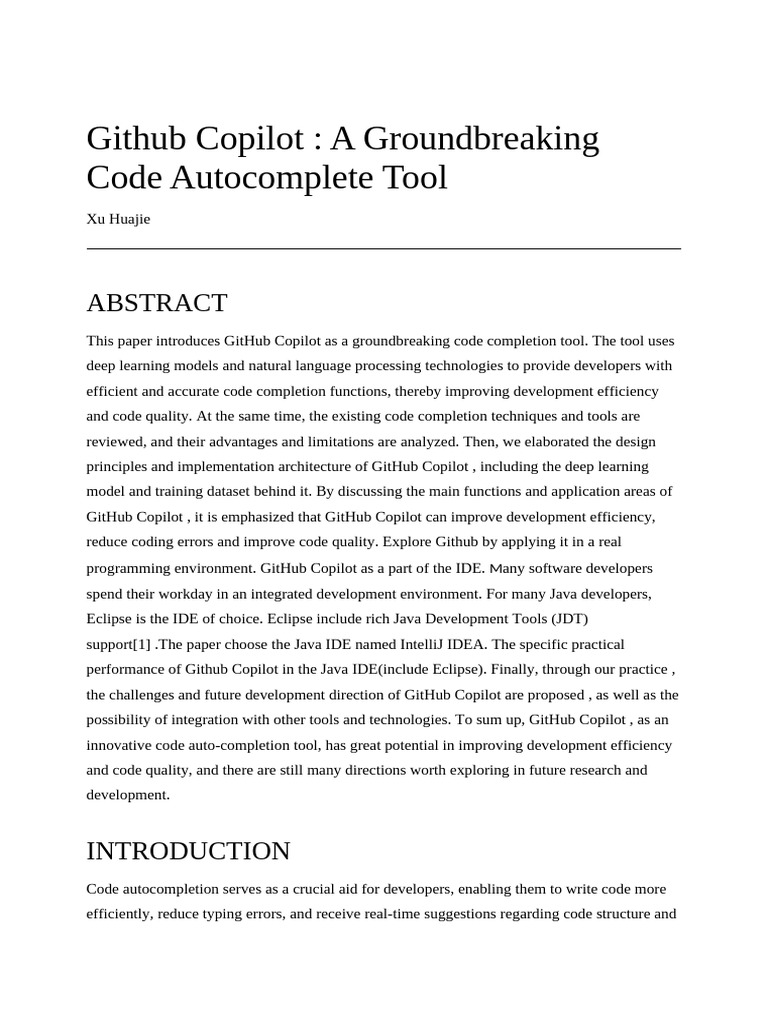 Github Copilot: A Groundbreaking Code Autocomplete Tool | PDF | Computer Programming ...