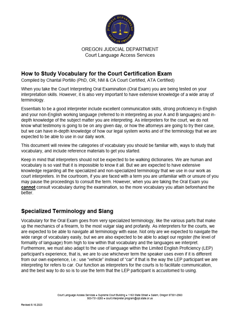How To Study Specialized Terminology For The Court Oral Certification ...
