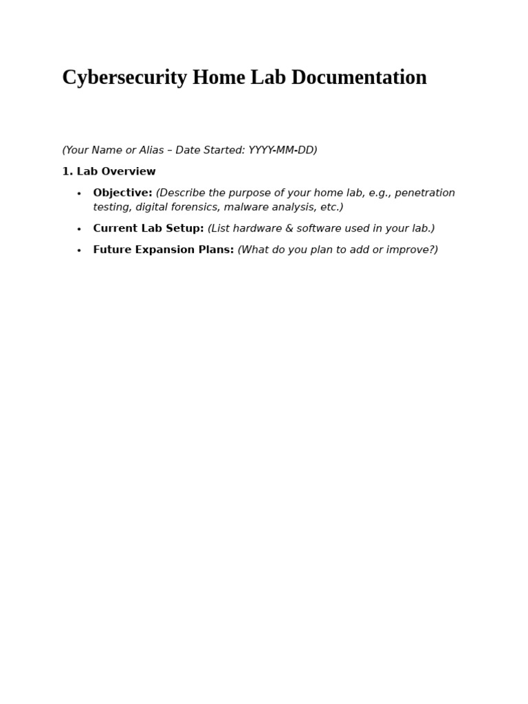 Cybersecurity Home Lab Documentation | PDF