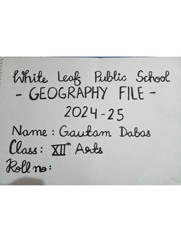 Class 12 Geography Project File | PDF