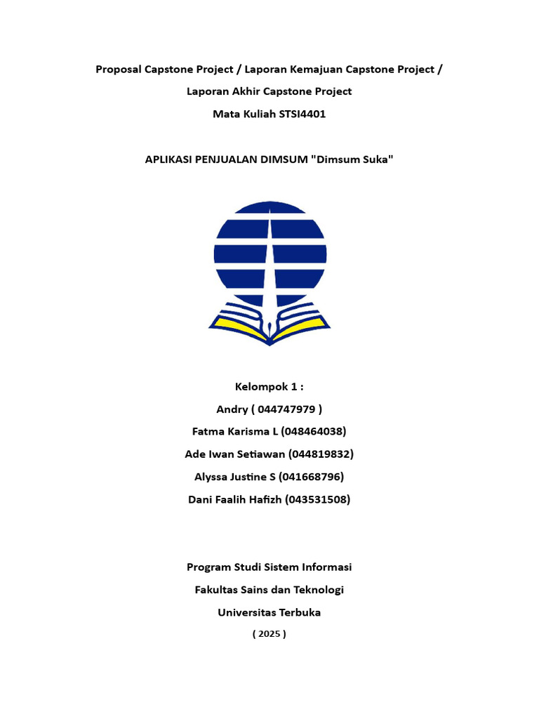 Tugas 3 Proposal STSI4401 Capstone Project Rev2 | PDF