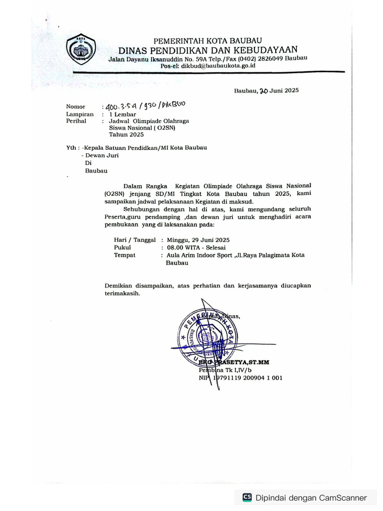Jadwal Lomba O2SN SD 2025 | PDF