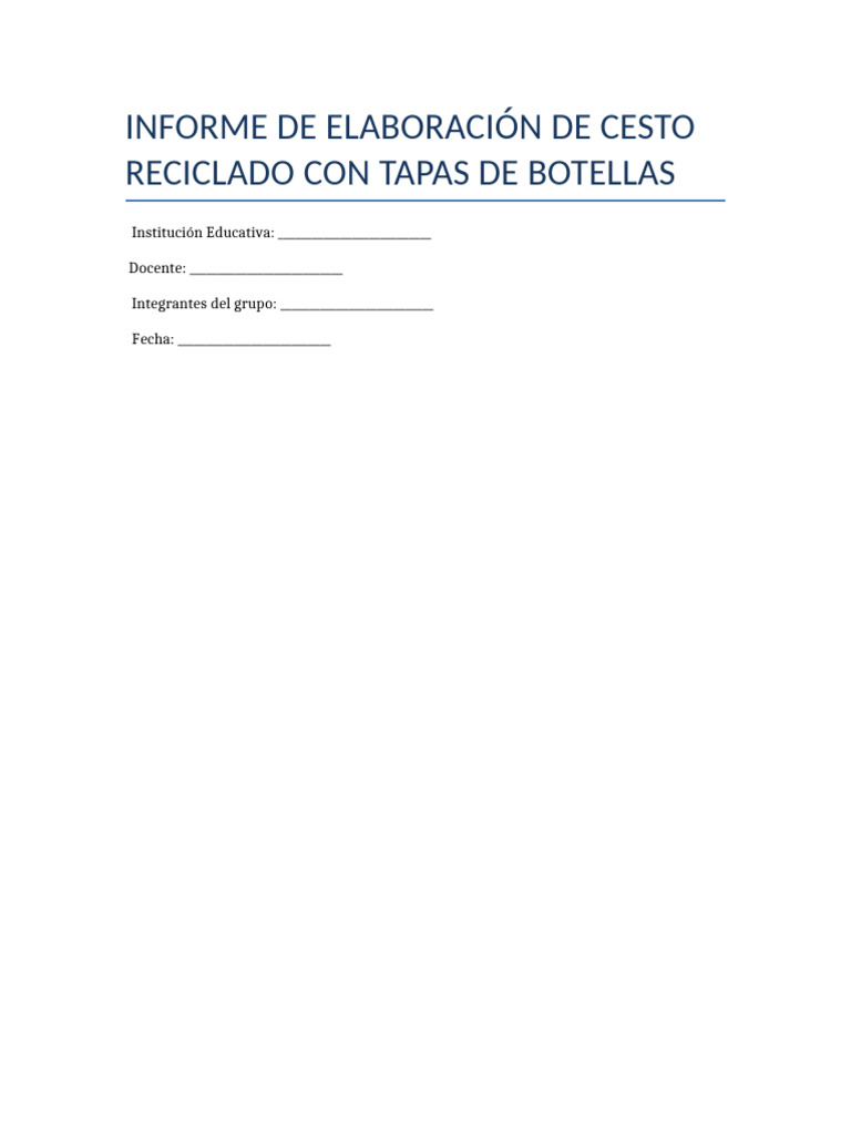 Informe Cesto Reciclado Tapas Completo | PDF | Reciclaje | Residuos