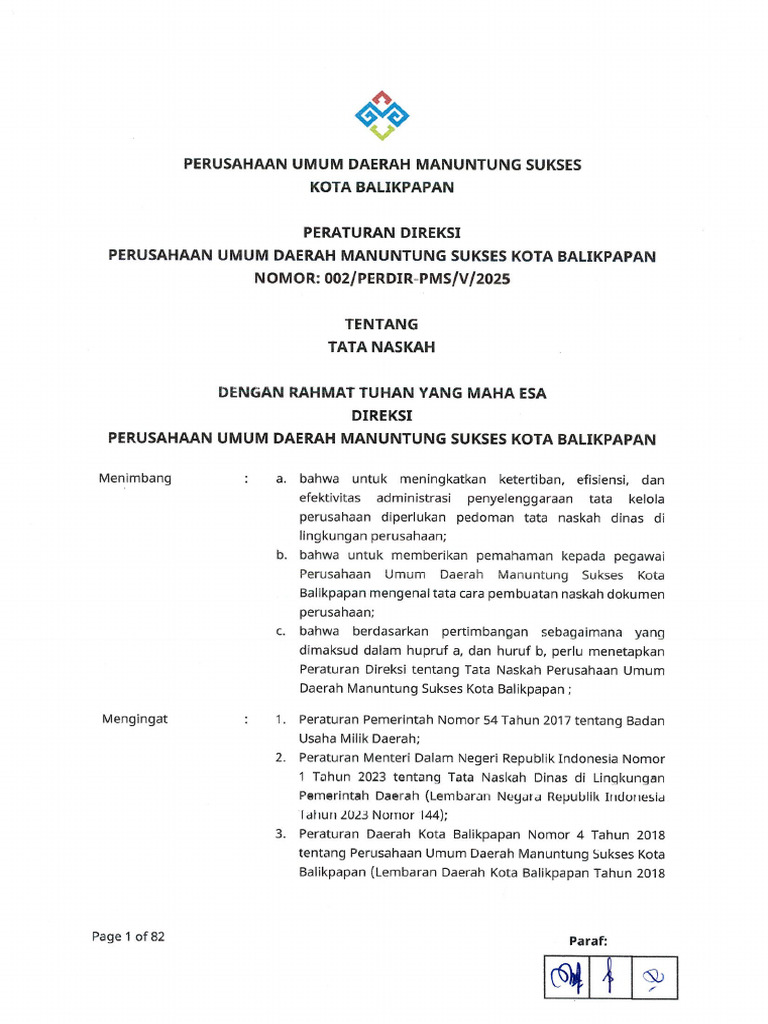 Perdir Tata Naskah Tahun 2025 | PDF