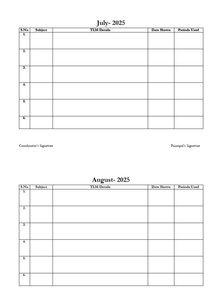 TLM Sheet | PDF