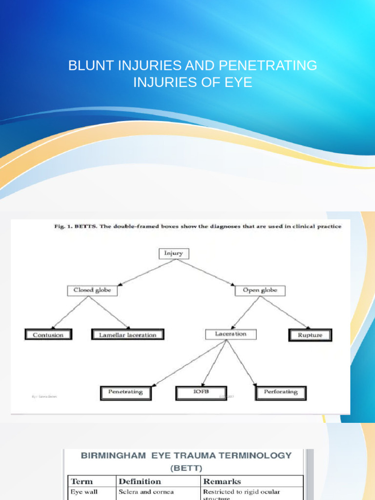 Blunt Injuries and Penetrating Injuries of Eye Shine | PDF | Cornea ...