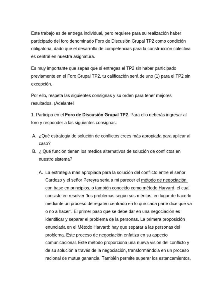 TP 2 Mediacion | PDF | Negociación | Mediación