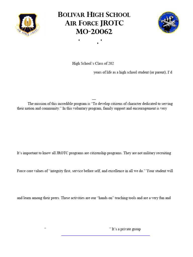 Air Force JROTC Intro Letter | PDF