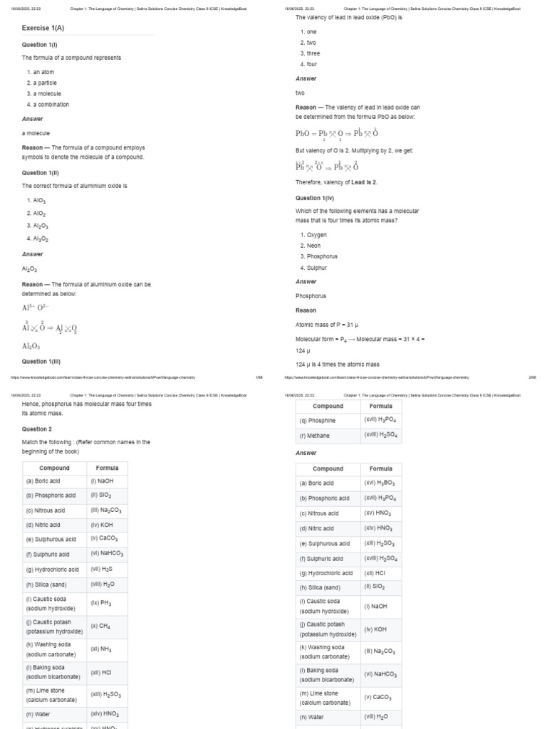 Chapter 1 - The Language of Chemistry - Selina Solutions Concise ...