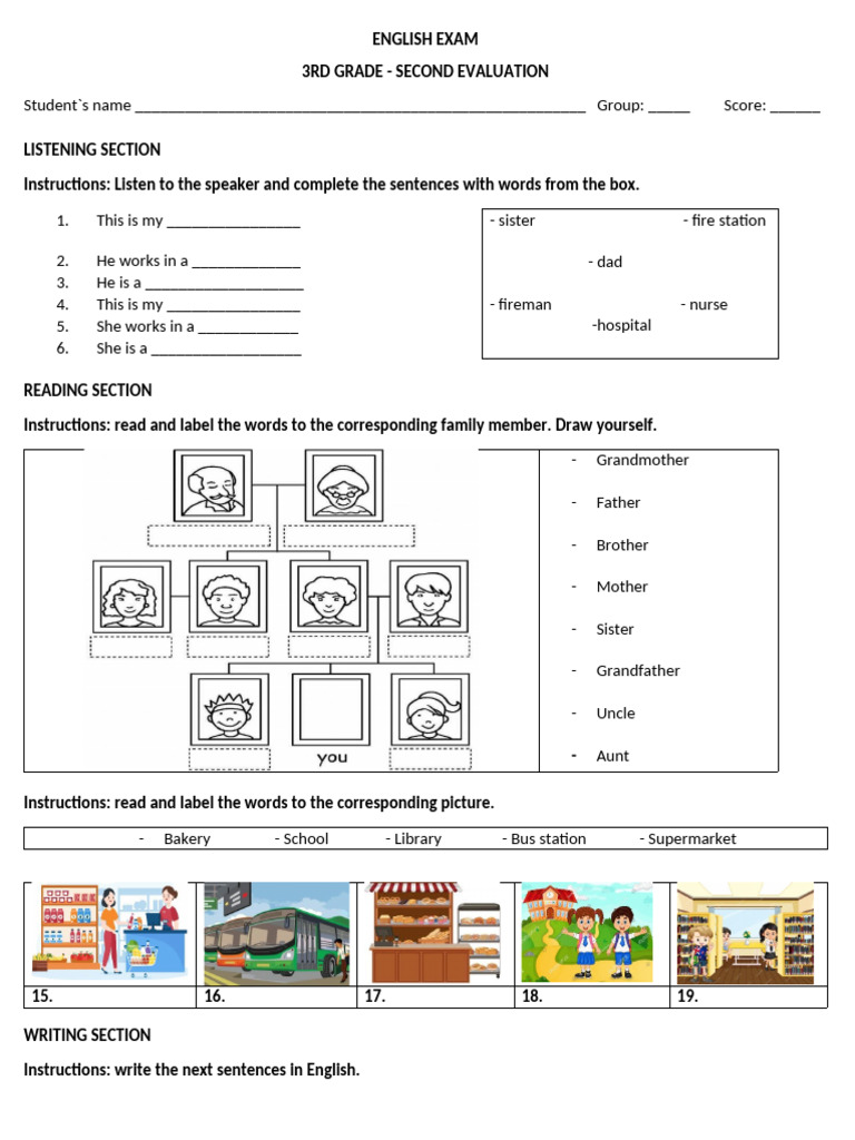 3rd Grade English Exam Evaluation | PDF