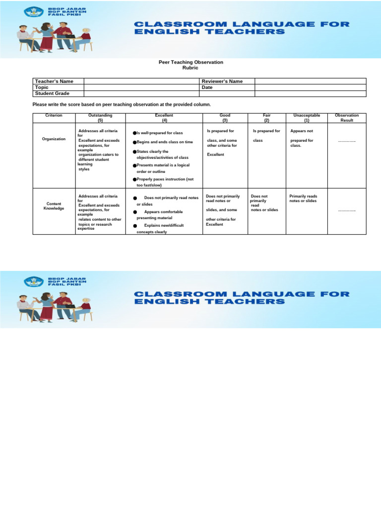 PEER TEACHING RUBRIC - Reviewer | PDF | Learning | Cognition