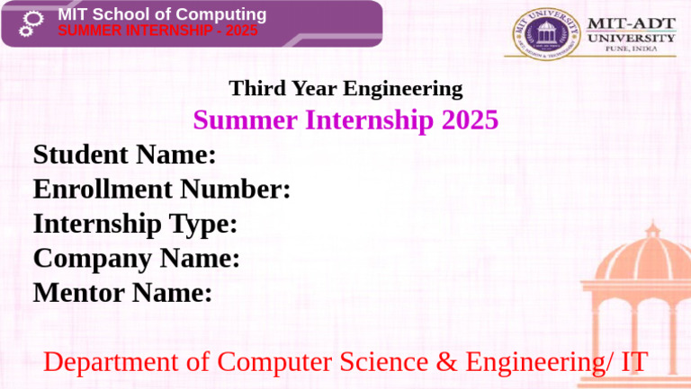 Summer Internship 2025 Template | PDF