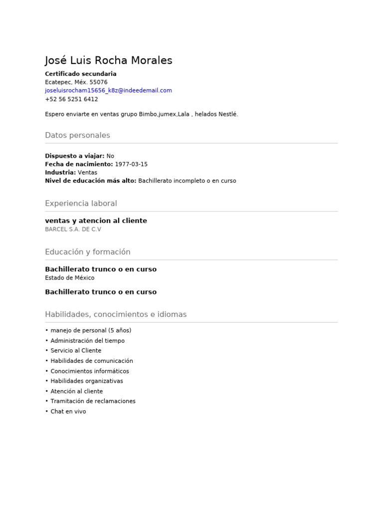CV Jos É Luis Rocha Morales | PDF