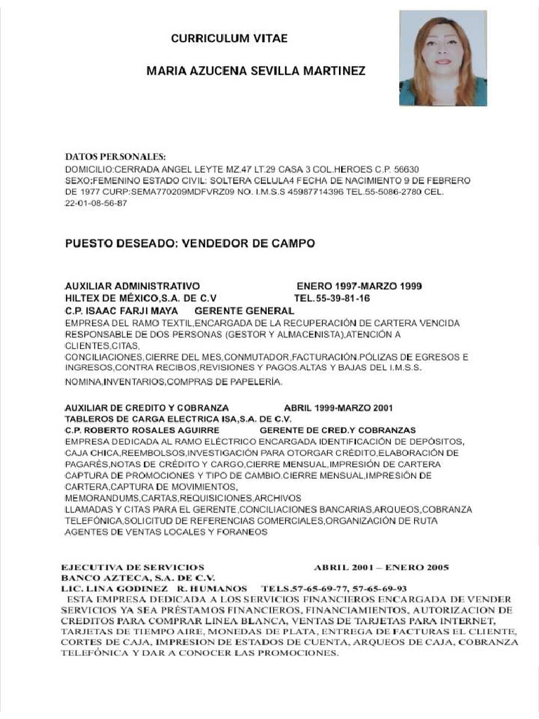 CV Mar Í A Azucena Sevilla | PDF