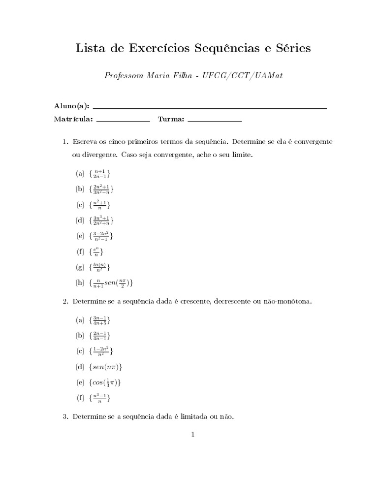 Lista Sequencias Series | PDF