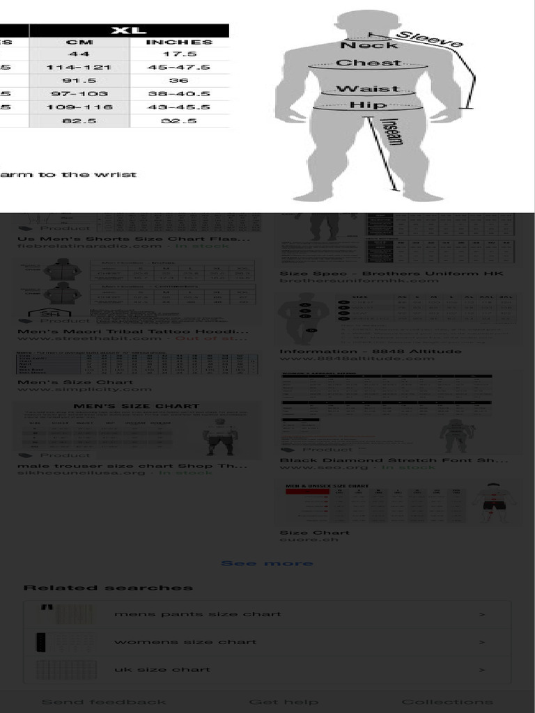Men's Size Chart and Measurement Guide | PDF
